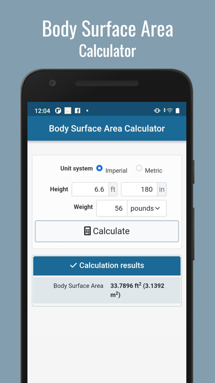 Body Surface Area Calculator - App on Amazon Appstore