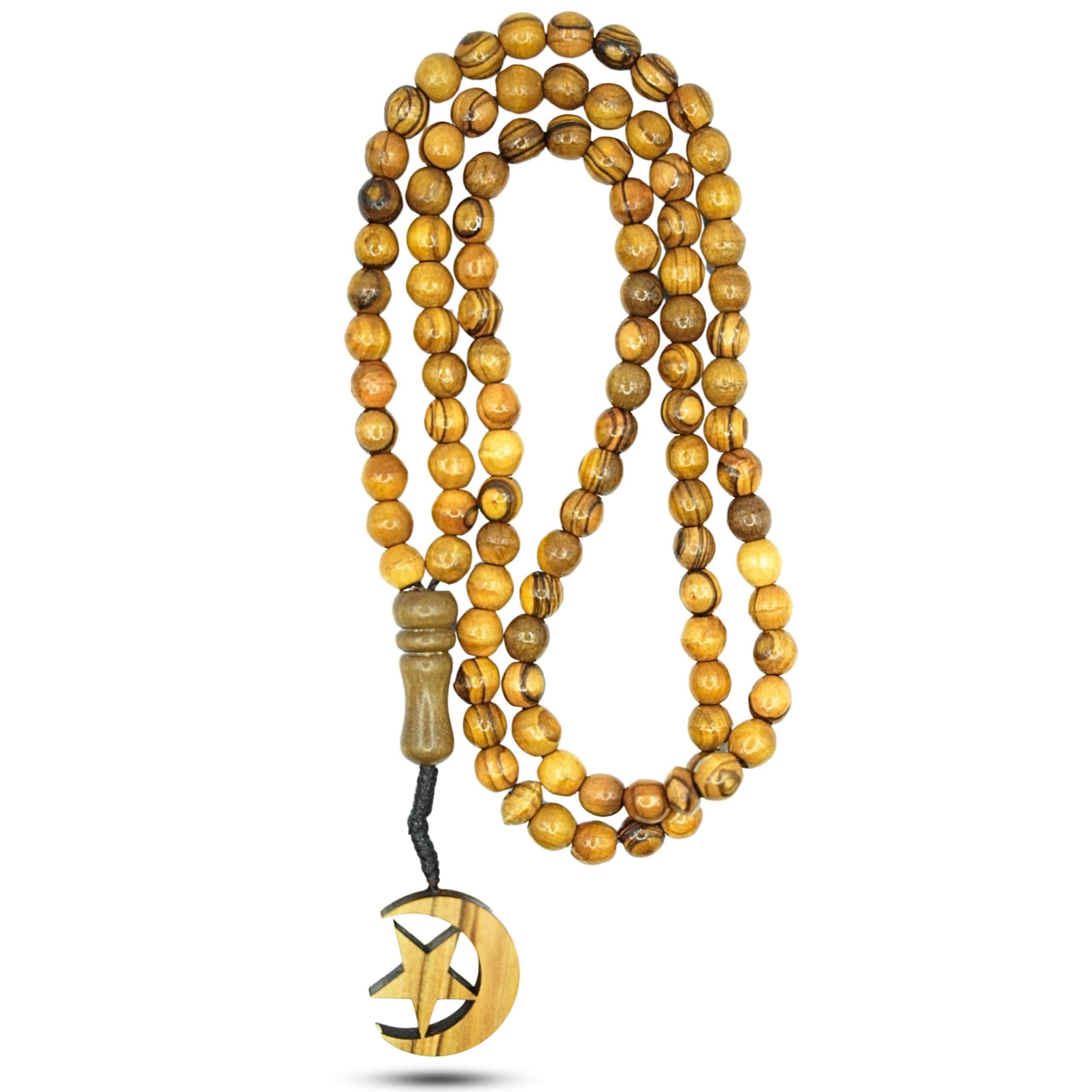 Amazon.com: Misbaha Handmade Olive Wood from Jerusalem 99 Beads Islamic ...