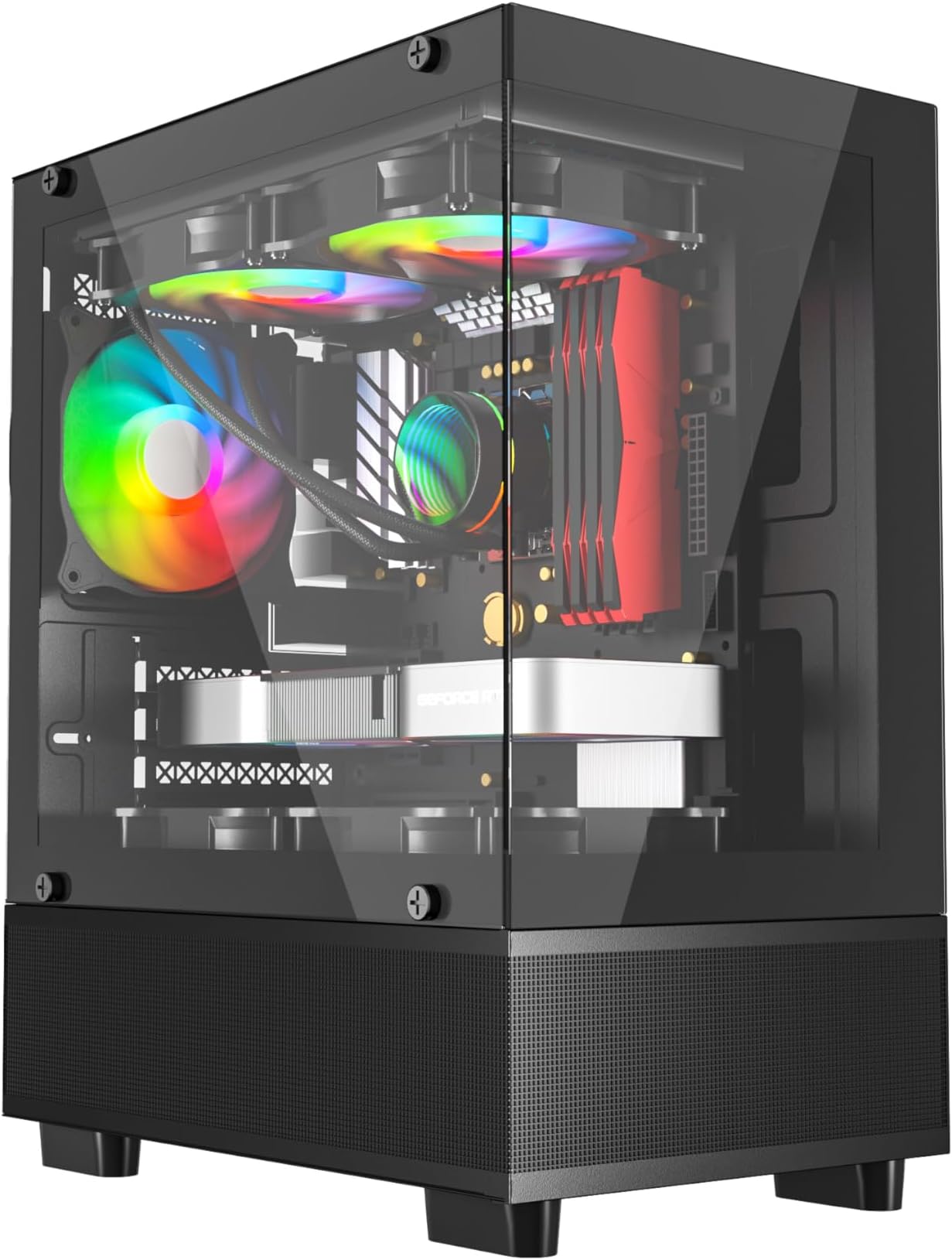 IONZ KZ-V Mini Aether PC Gaming Case, Mini Tower Micro ATX Tempered ...