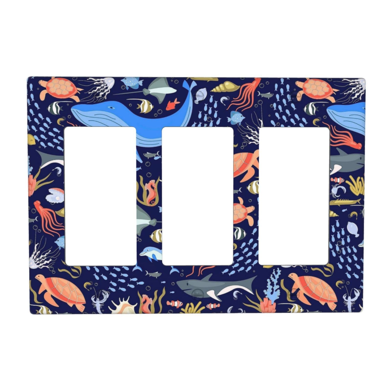 Cartoon Underwater World Triple Rocker Outlet Covers Faceplate ...