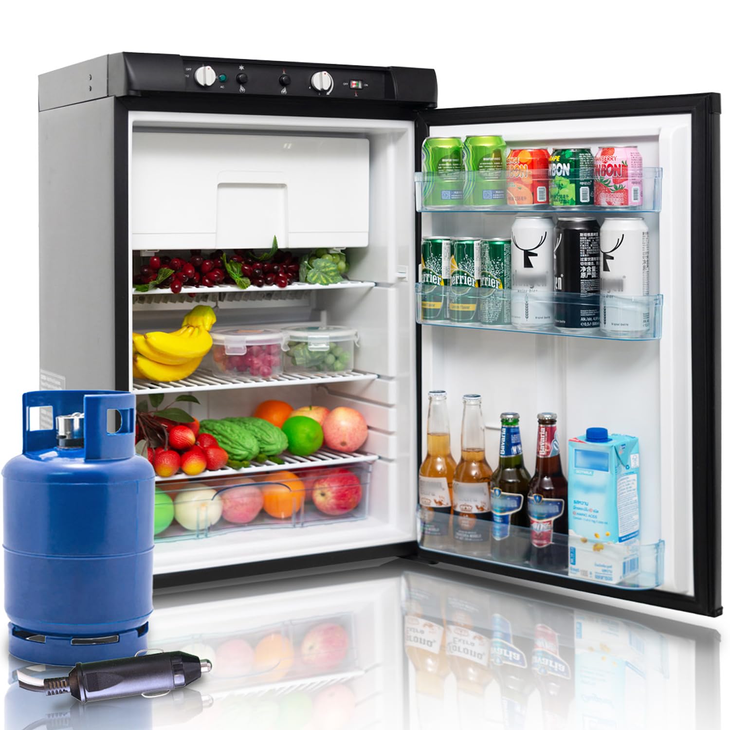 SMETA Propane Refrigerator Freezer, 3.5 Cu.Ft 3 Way RV Camper Fridge ...