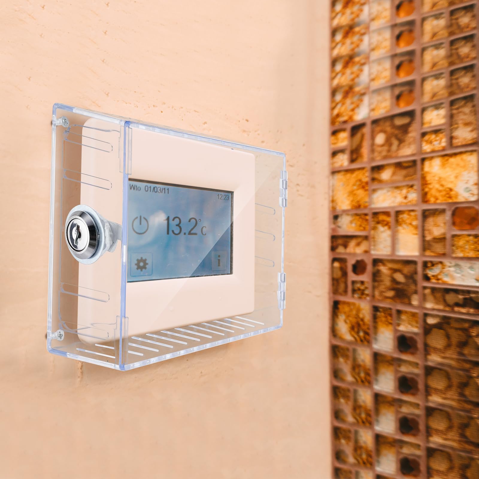 4 Pcs Universal Thermostat Lock Box with Key, Clear Large Thermostat ...