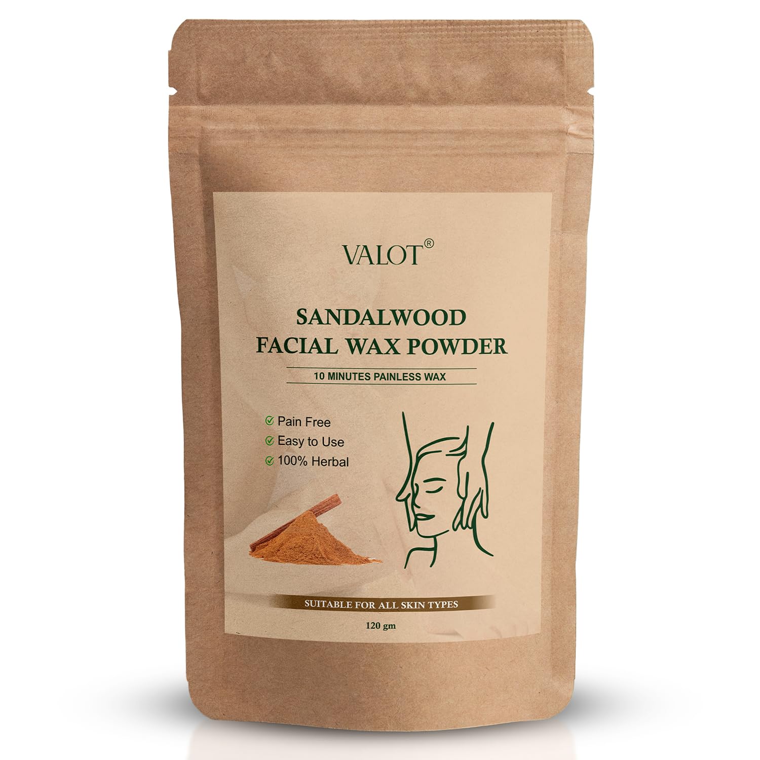 VALOT Facial Wax Powder with Sandalwood Painless Herbal Facial Hair ...