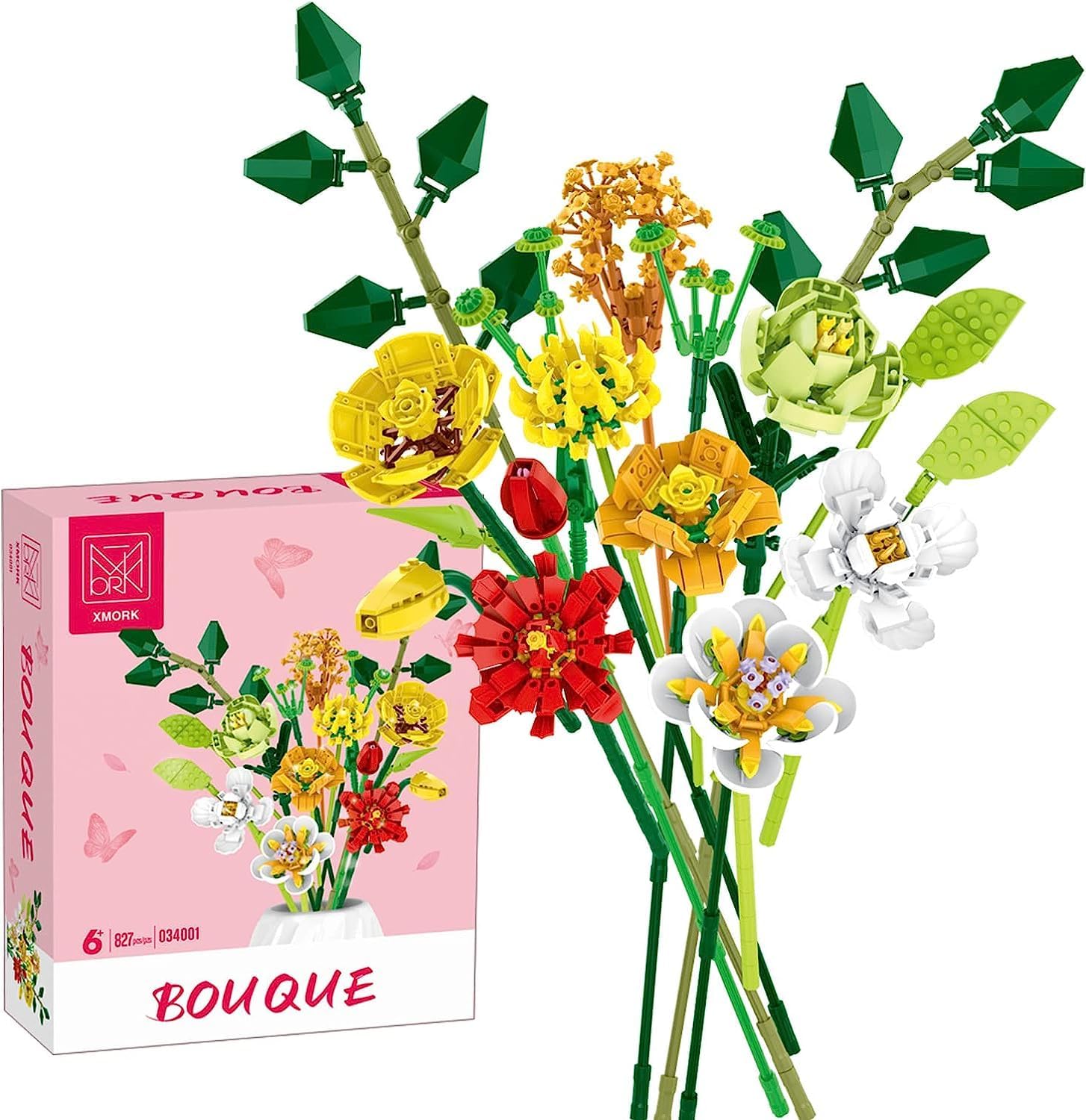 Flower Bouquet Building Kit, Artificial Flower Building Blocks ...