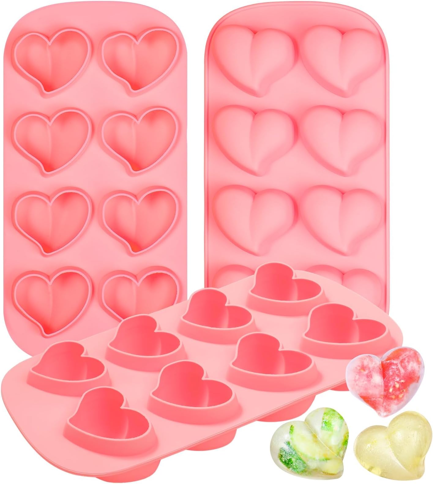 Amazon.com: Heart Ice Cube Tray with Lid - Blue Silicone Heart Mold for ...