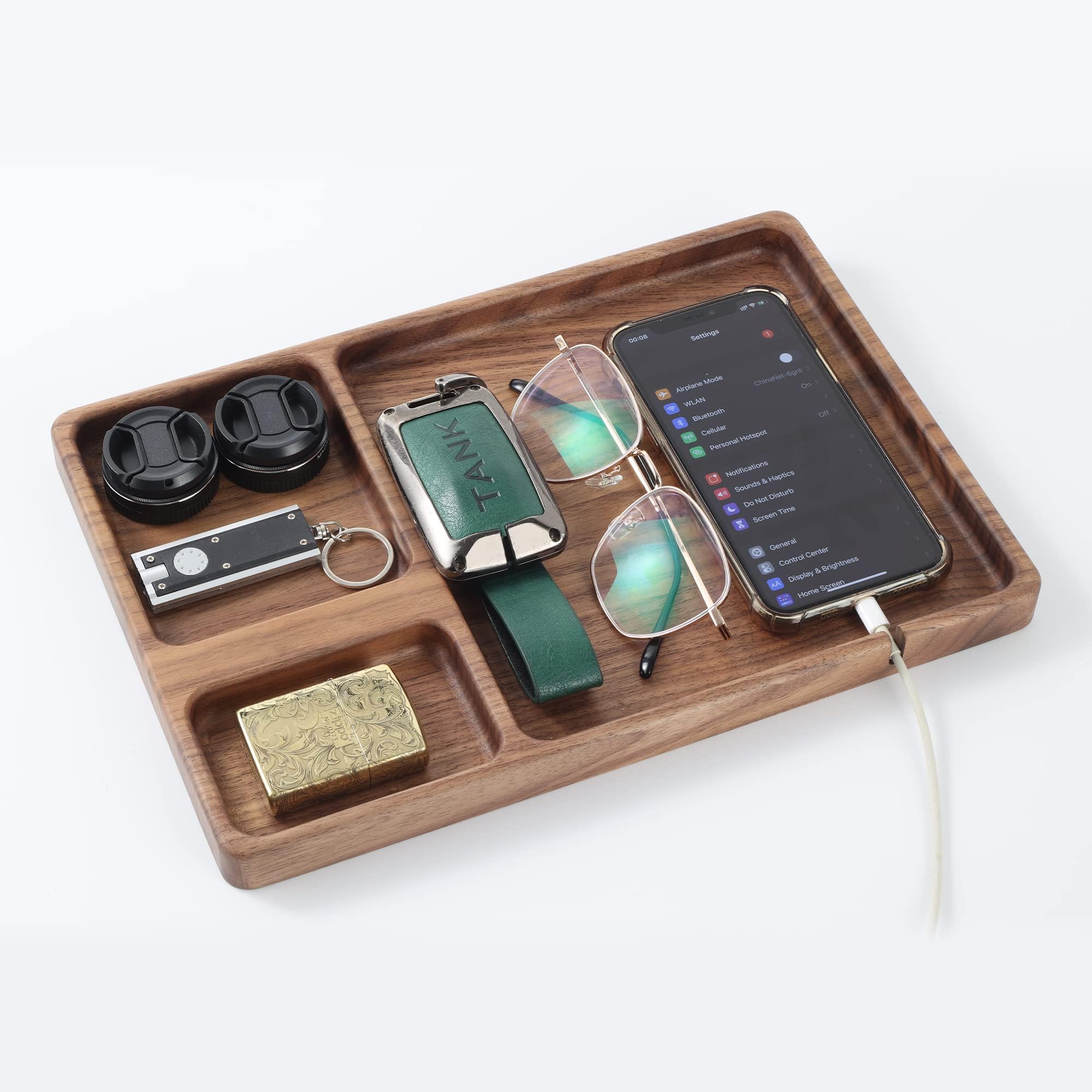 Amazon.com: 68LDROOTER Wooden Valet Tray, Nightstand Organizer EDC Tray ...