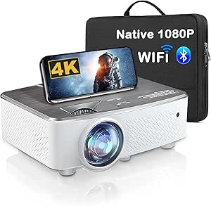 BEXTZUBY WiFi Bluetooth Projector, Native 1080P HD Movie Projector with ...