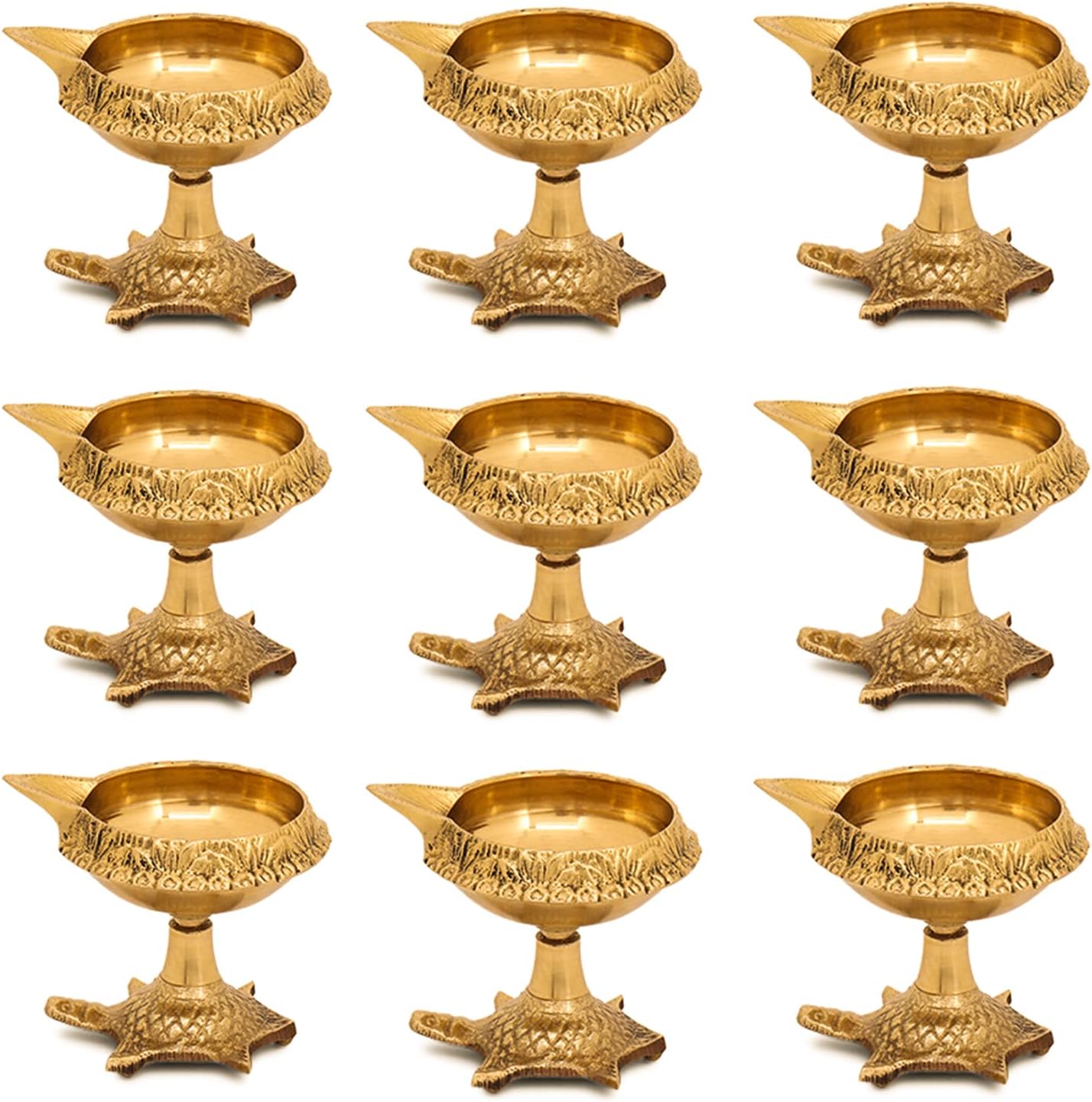 HASHCART® Brass Diya with Turtle Base, Diya Lamp for Pooja - Diwali ...