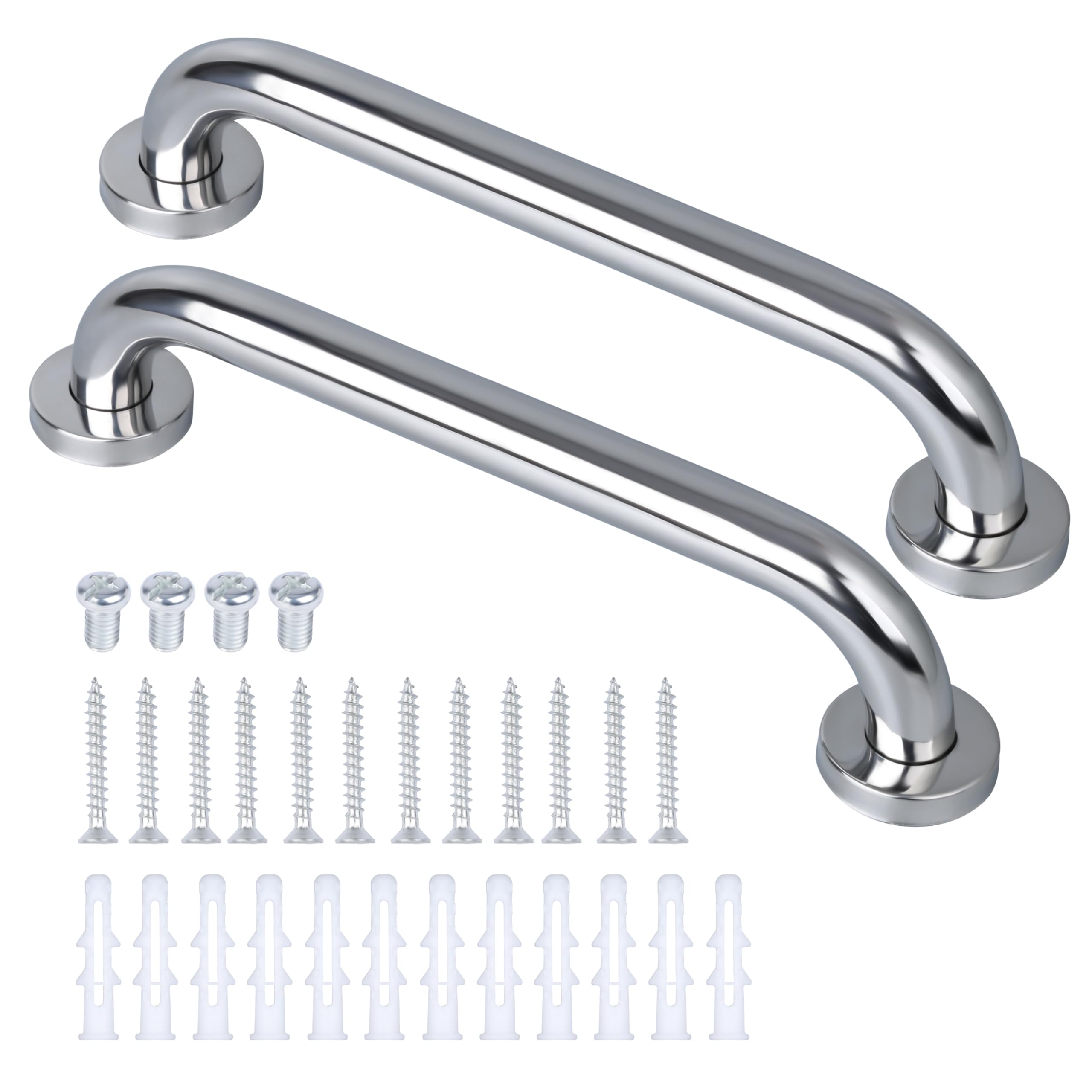 Belle Vous Stainless Steel Shower Grab Bars (2 Pack) - Safe-Grip ...