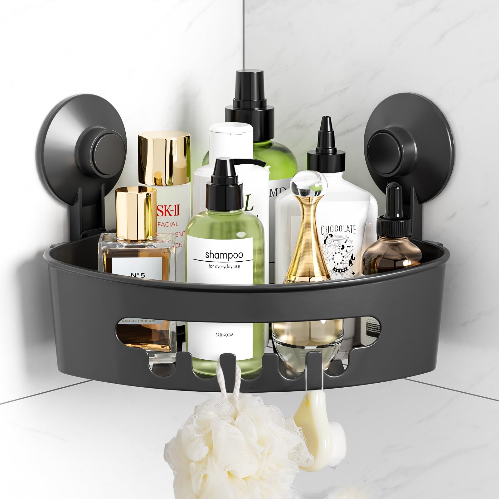 Luxear Corner Shower Caddy Suction Grey Shower Caddy No Drilling Max ...