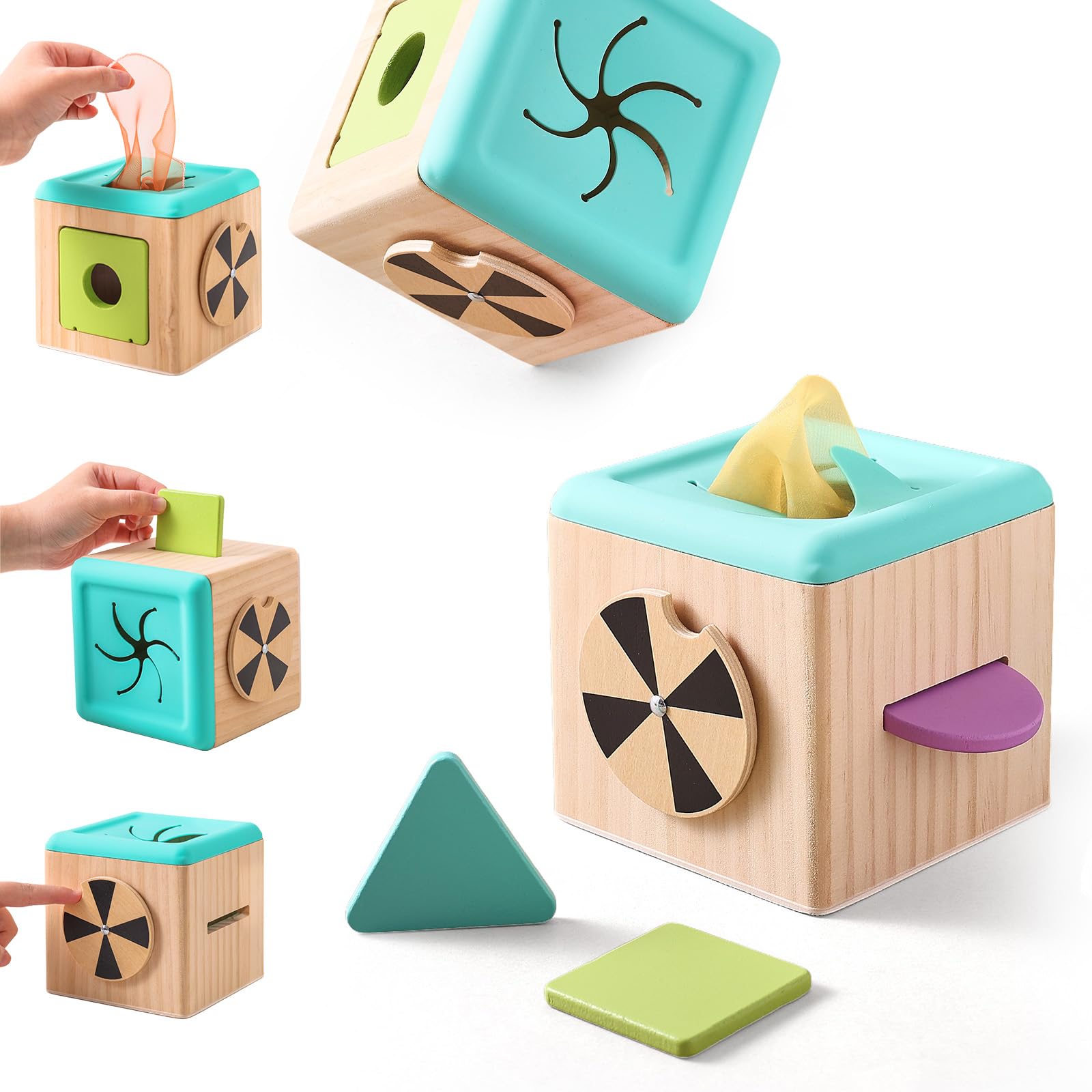Amazon.com: Youuys Wooden Baby Tissue Box Toy - Montessori Tissue Box ...