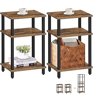 Amazon.com: TUTOTAK Set of 2 End Table, Side Table, Nightstand, 3-Tier ...