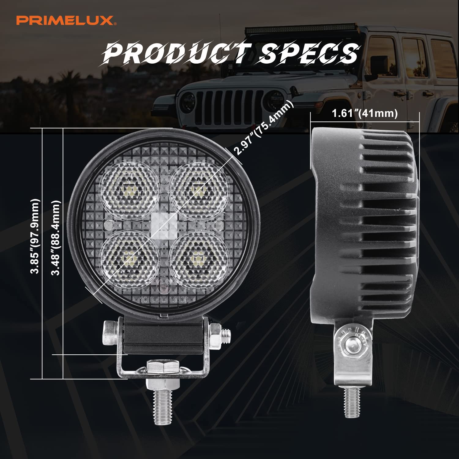 Snapklik.com : Lux Round LED Light, 3 Inch 48W 5500LMS Flood Light 12V ...