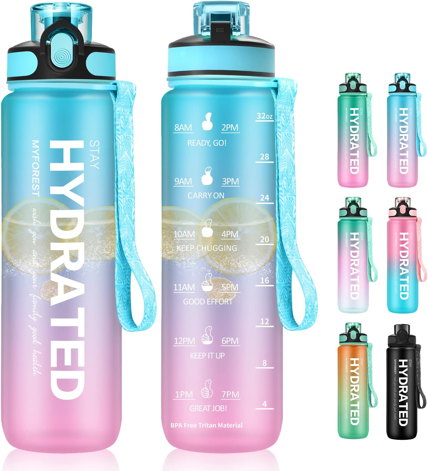 BuildLife 1 litre Sports Water Bottles with Straw - BPA Free Drinks ...