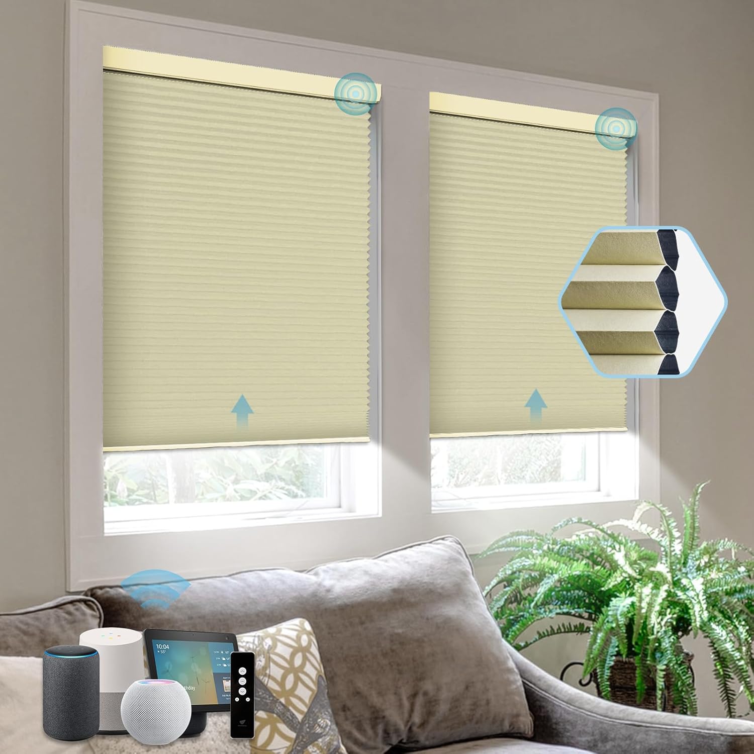 Amazon.com: SmartWings Motorized Cellular Shades,100% Blackout ...