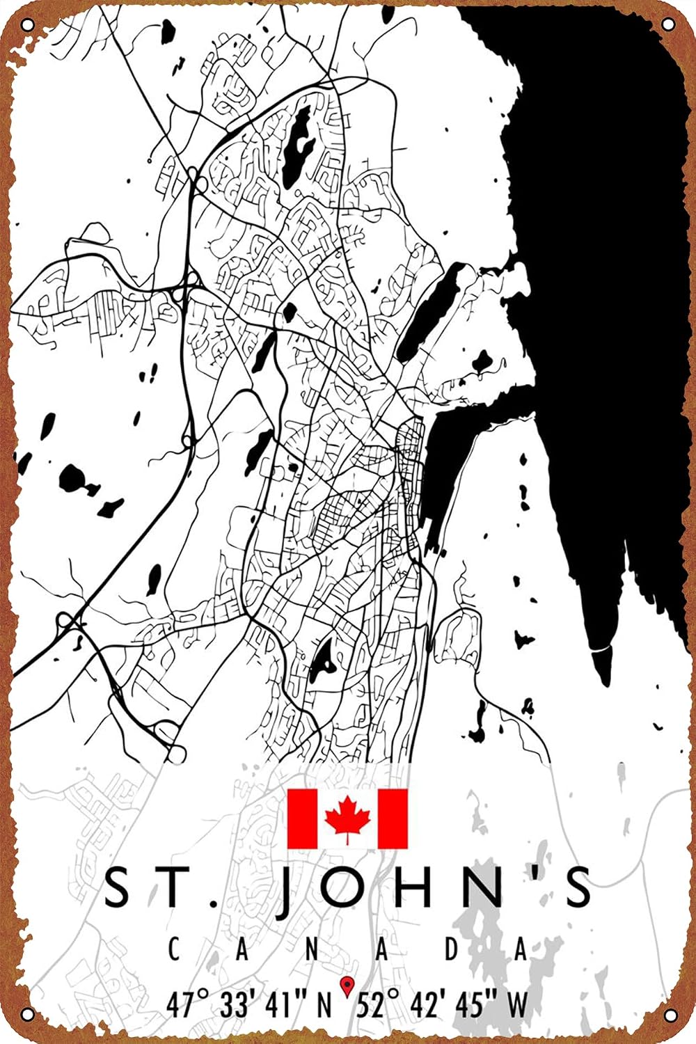 Amazon.com: ST JOHNS MAP CANADA Poster 8 x 12 Inches - Vintage Metal ...