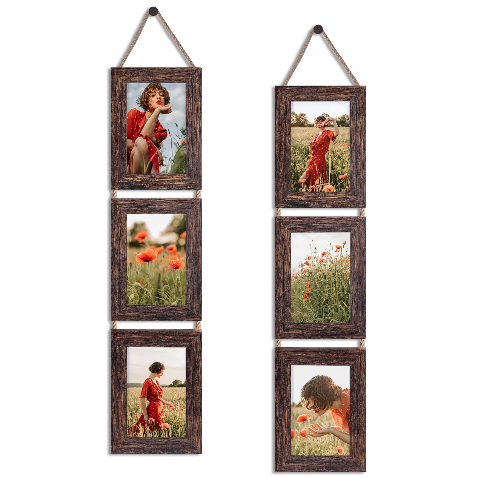 Amazon.com - QUTREY 4x6 Collage Picture Frames, 3 Openings Vertical Hanging Photo Frame Set of 2 ...