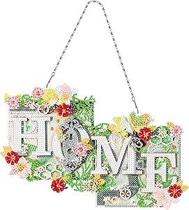 Amazon.com: Diamond Art Home Hanging Sign with LED Light String 5D DIY ...