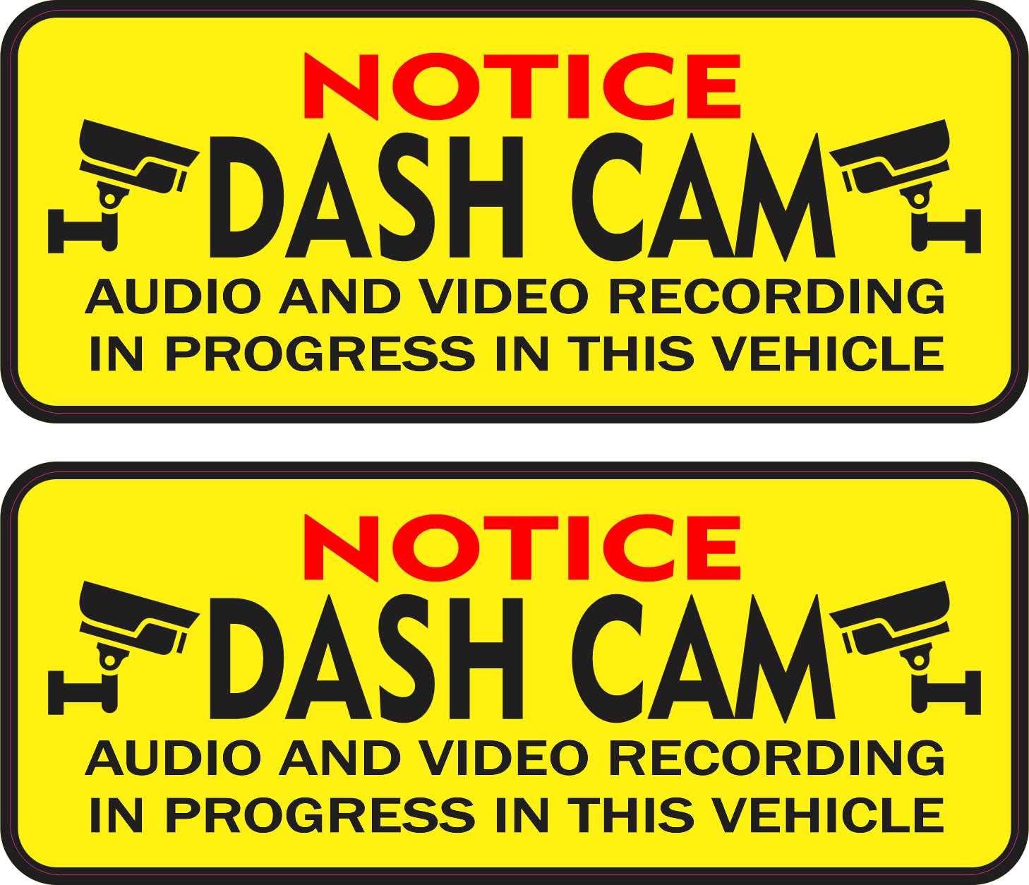 Amazon.com: StickerTalk Notice Dash Cam Vinyl Stickers, 1 Sheet of 2 ...