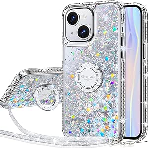 Amazon.com: Silverback for iPhone 15 Case, Moving Liquid Holographic Sparkle Glitter Case with ...