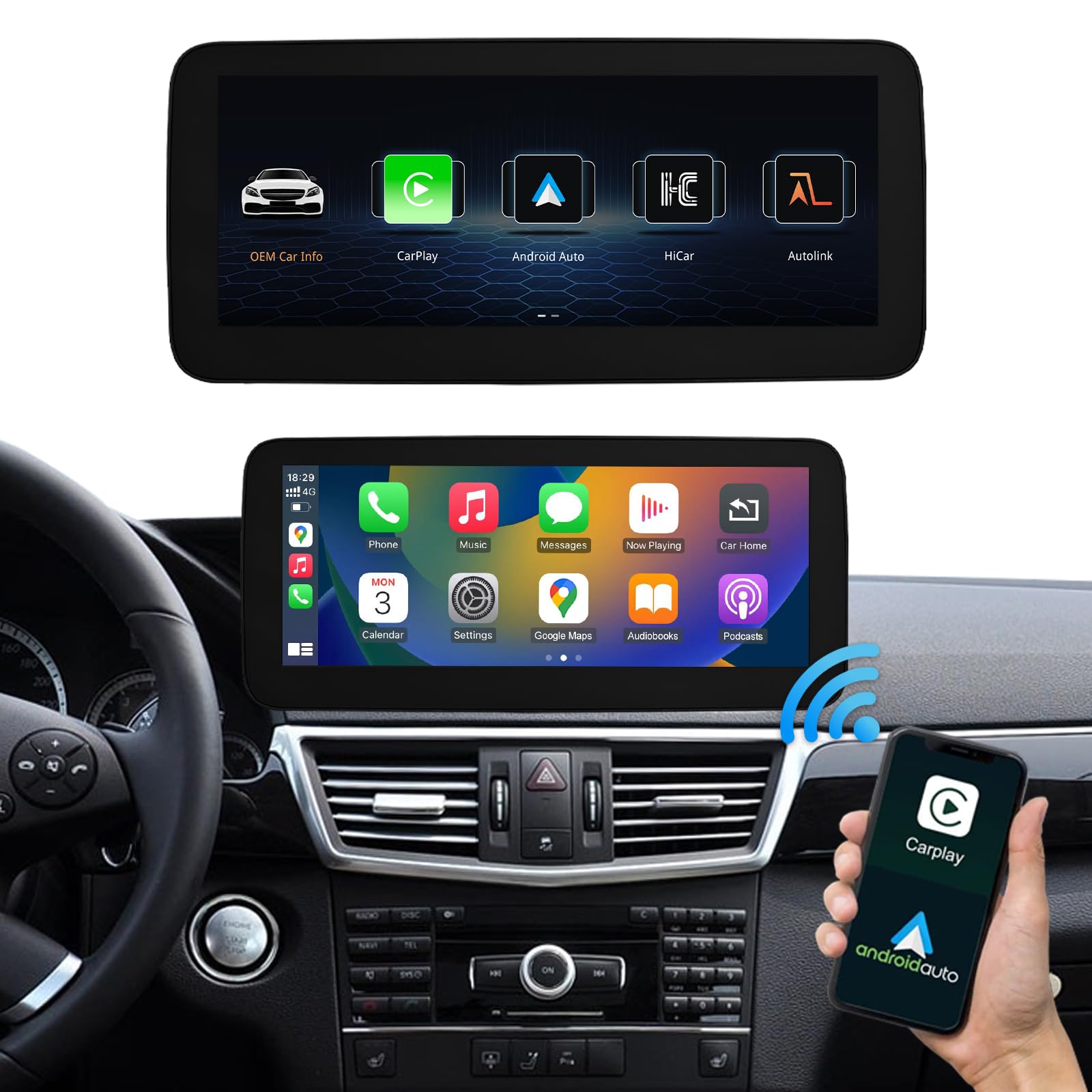Amazon.com: Road Top 12.3 Inch Car Touchscreen Wireless CarPlay Android ...