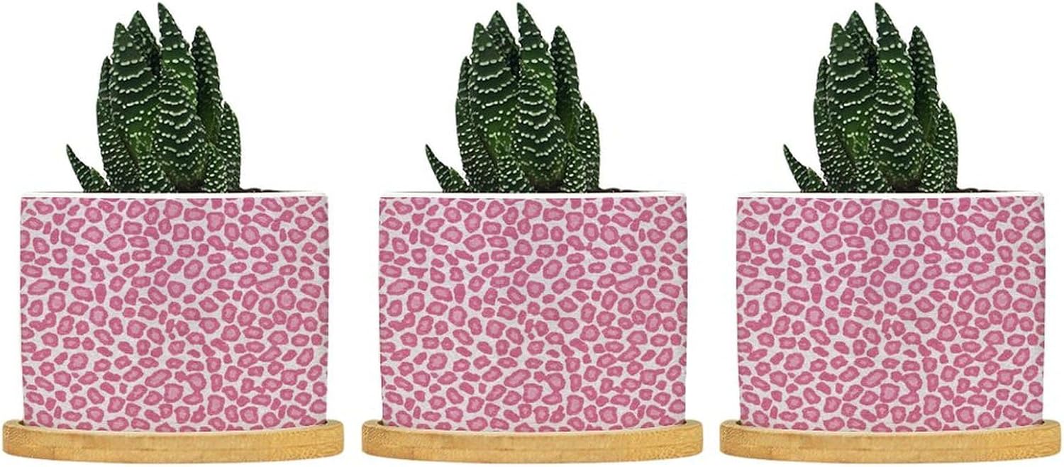 Amazon.com: BRUYU5SE Leopard Pink Dot Ceramic Planters African Tribal ...