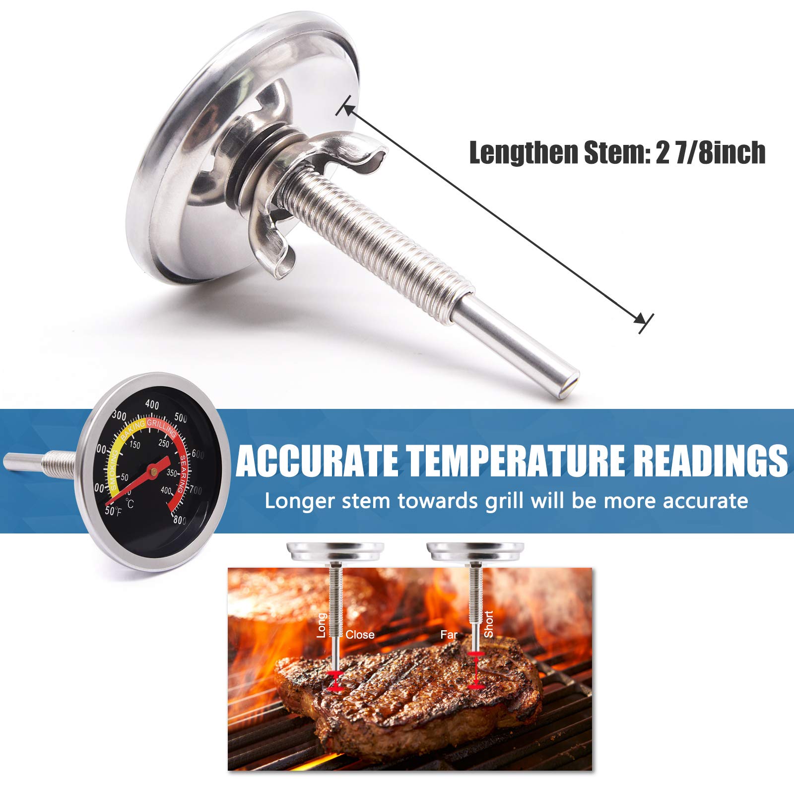 Snapklik.com : Grill Thermometer Smoker Temperature Gauge Charcoal ...