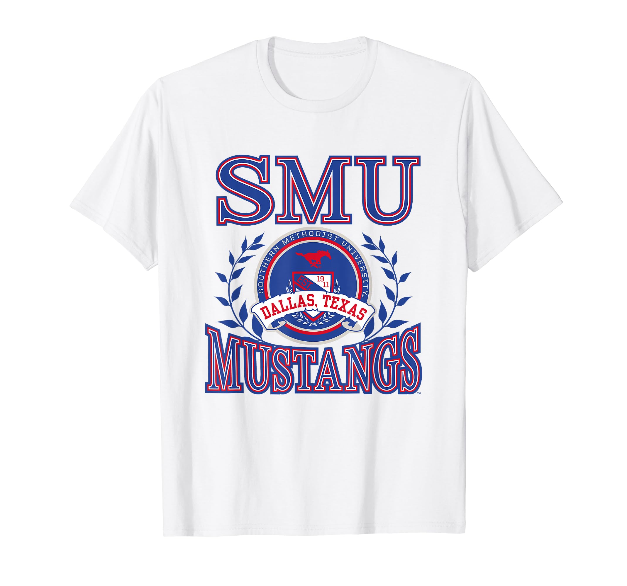 Amazon.com : SMU Mustangs Laurels Logo Officially Licensed T-Shirt ...