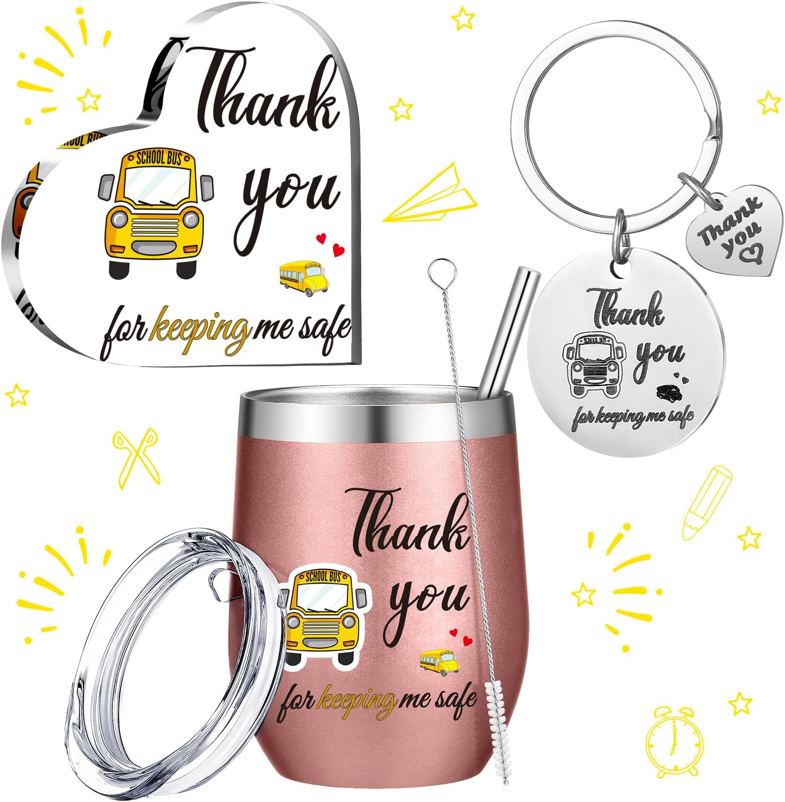 Amazon.com | Kolewo4ever 8 Pieces School Bus Driver Appreciation 12oz ...