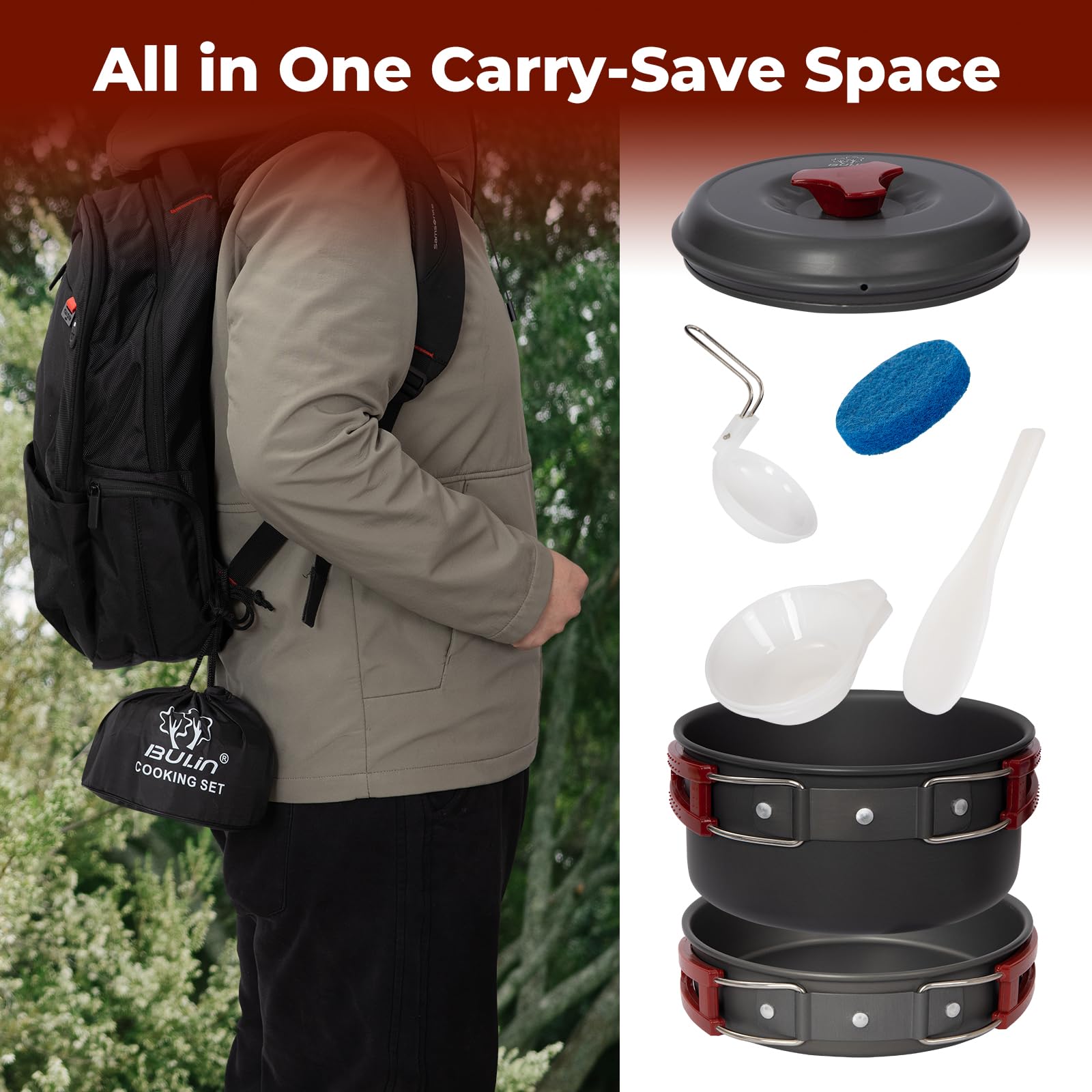 Snapklik.com : Bulin Camping Cookware Pots And Pans Set, Lightweight ...