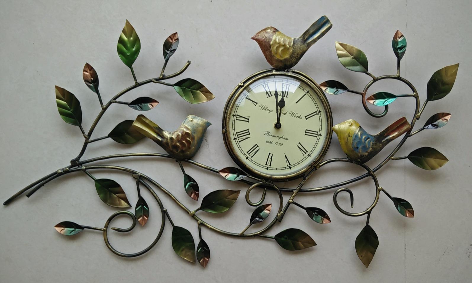Buy Collectible India Iron Beautiful Bird Wall Clock-Handmade Home ...