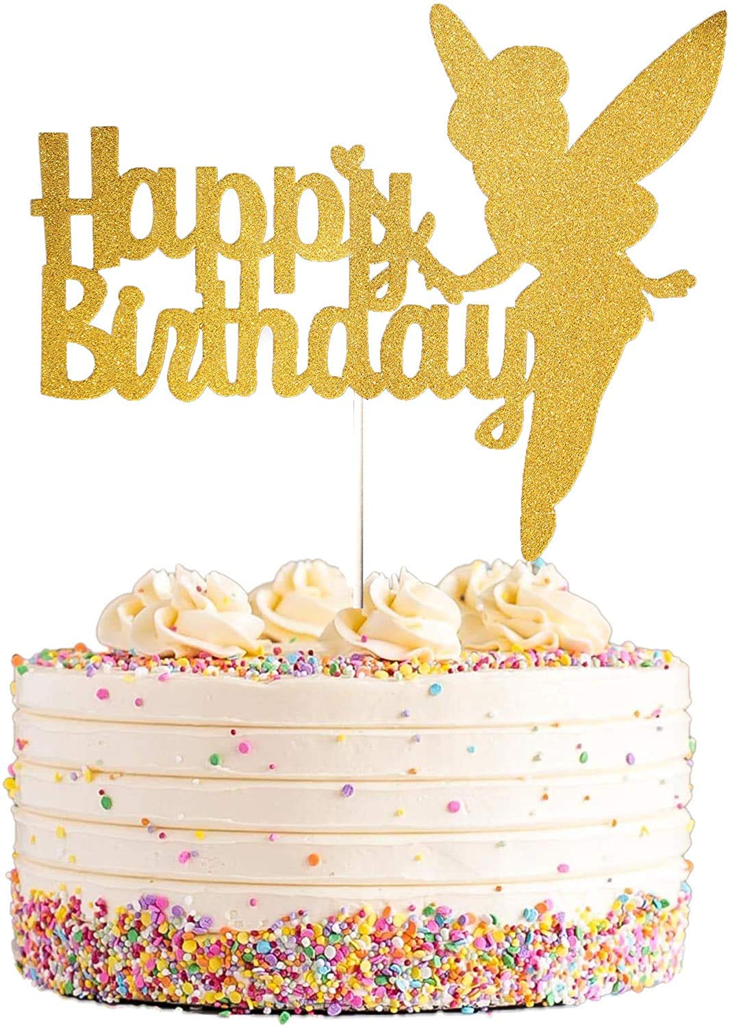 Buy Gold Glitter Fairy Cake Topper, Fairy Happy Birthday Cake Topper ...