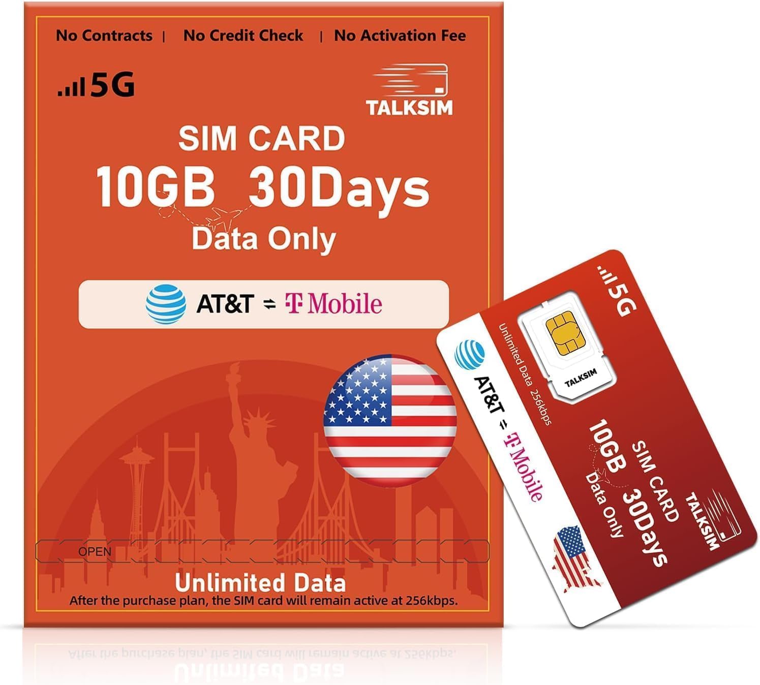 Amazon.com: TALKSIM USA Unlimited Data Only SIM Card for AT&T/T-Mobile 5G/4G LTE - 10GB 30Days ...