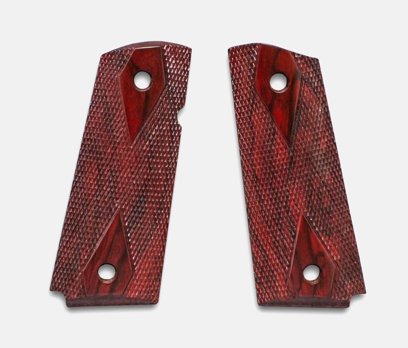 Amazon.com : 1911 Officer Grips, Red Cocobolo, Double Diamond Checkered ...
