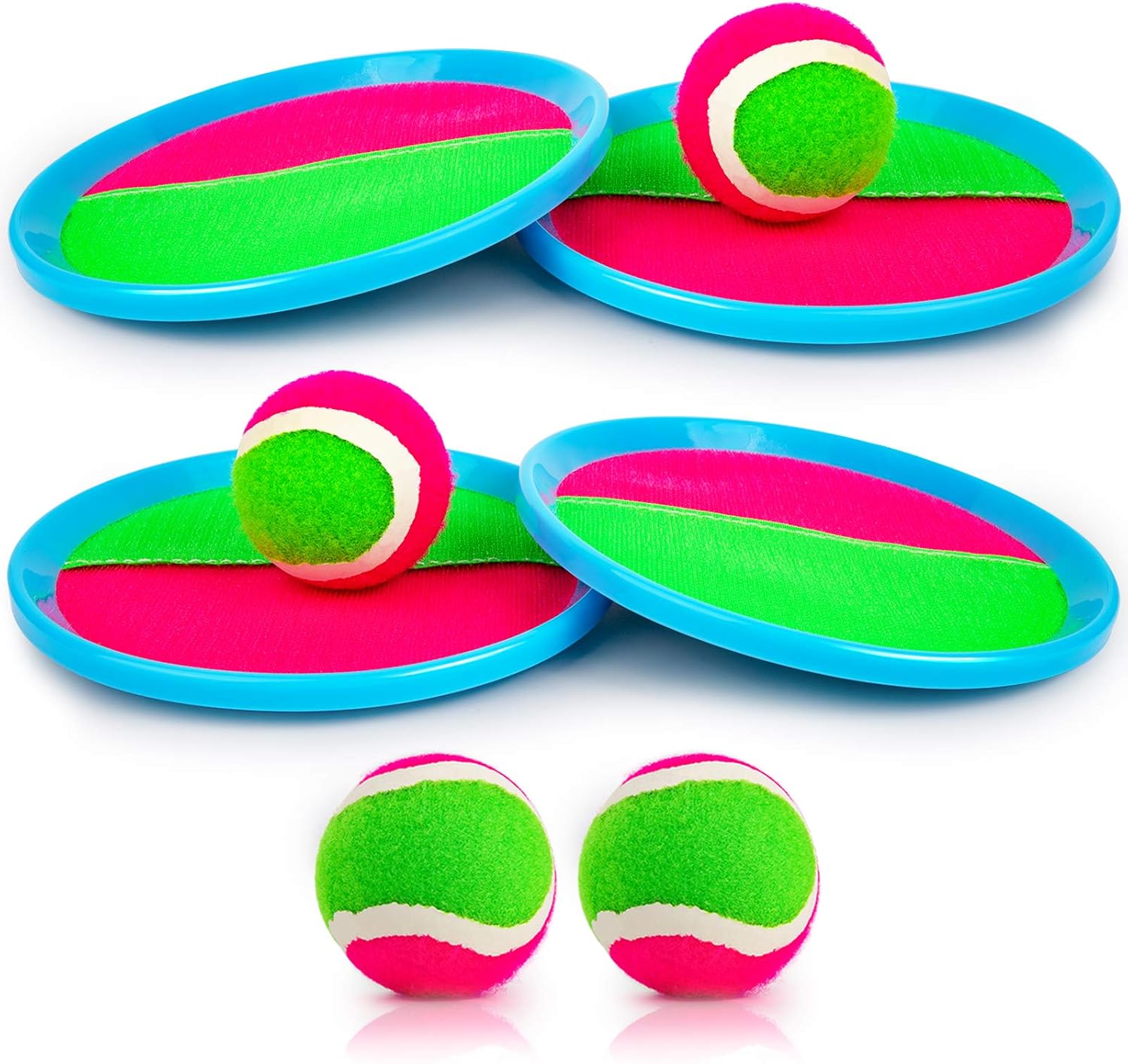 Ayeboovi Paddle Toss and Catch Ball Set - Self Stick Paddle Game with 4 ...