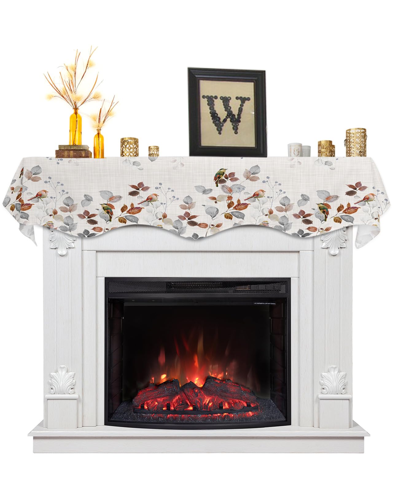 Amazon.com: Botanical Eucalyptus Fireplace Mantel Scarf Cover, Mantel ...