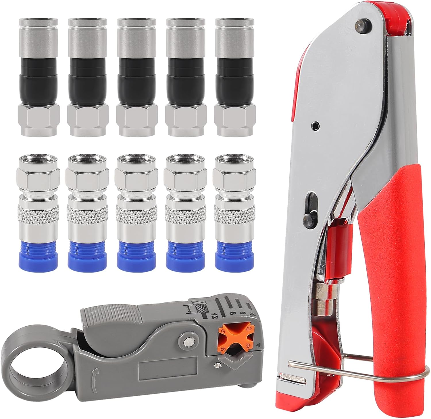 Amazon.com: 10Pcs F Type RG6 Compression Connectors Coaxial Cable ...