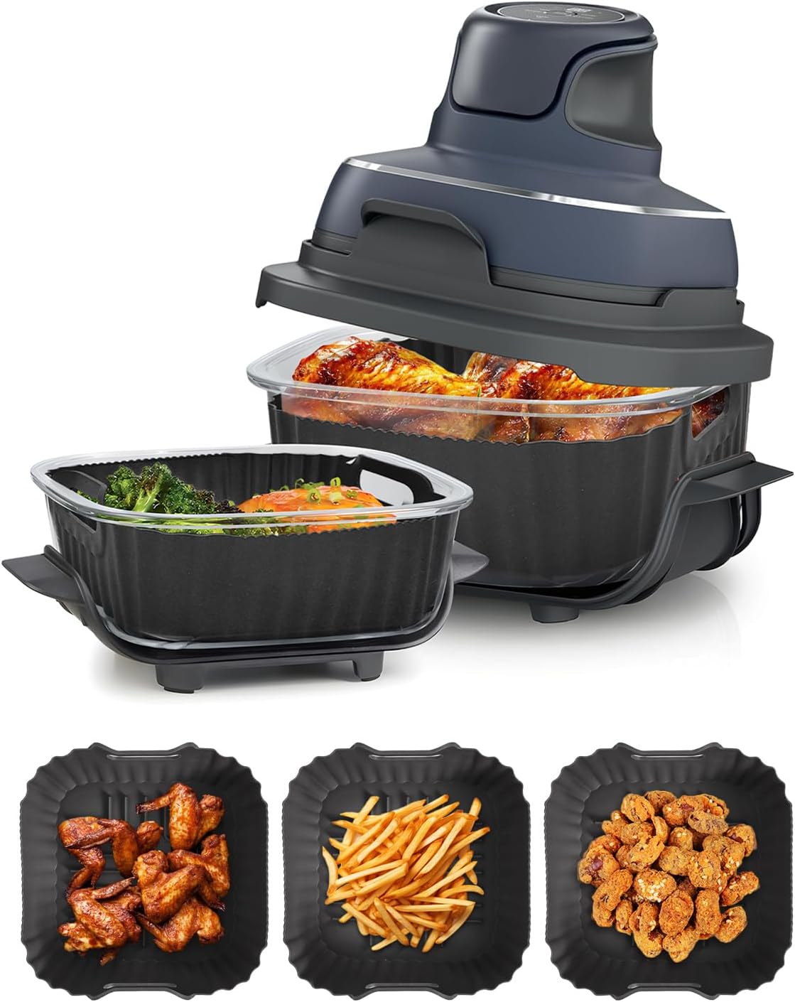 Air Fryer Silicone Liners for Ninja Crispi FN101CGY/FN101GY,Non-Stick ...