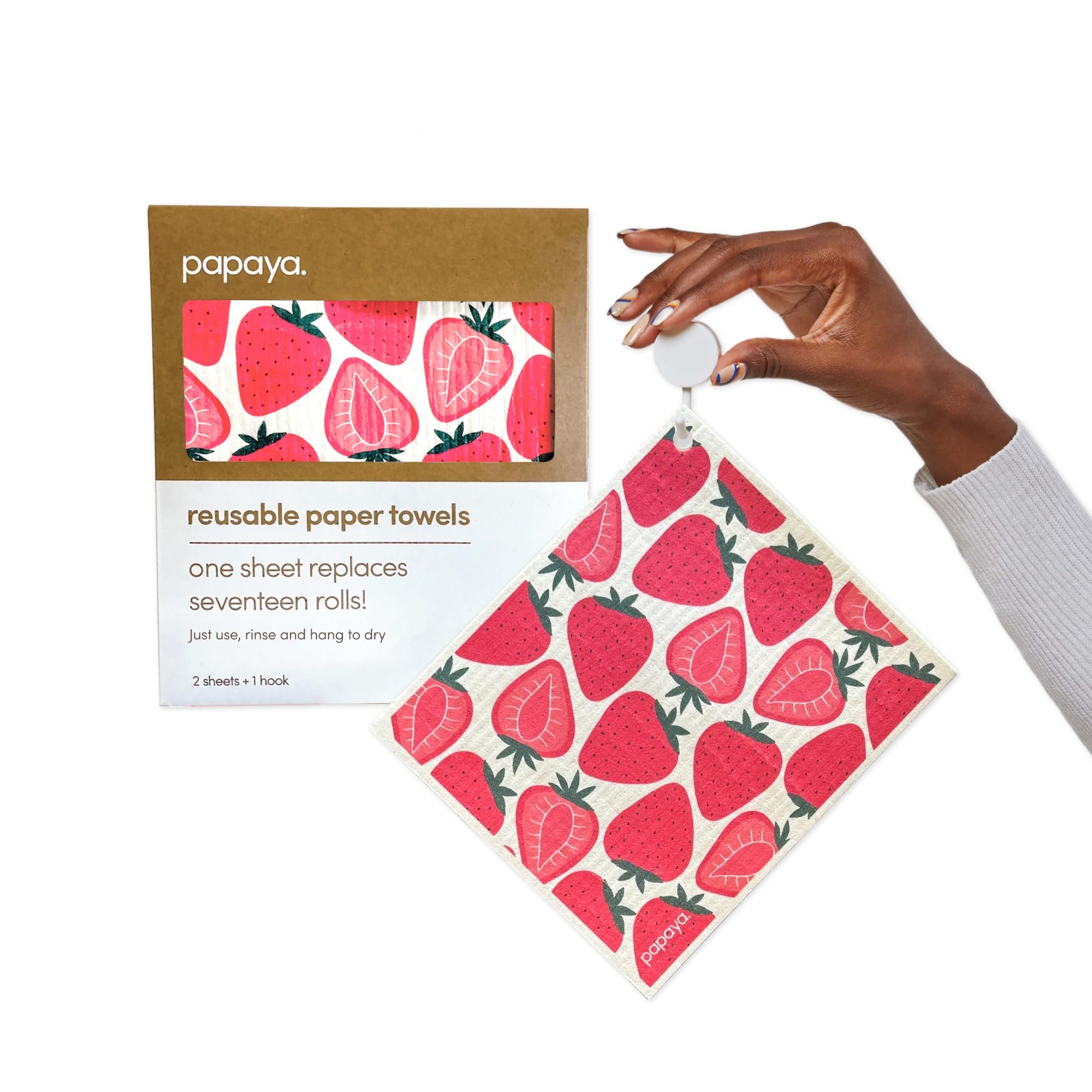 Amazon.com: Papaya Reusable Paper Towels 2-Pack - 2 Sheets + 1 Hooks ...