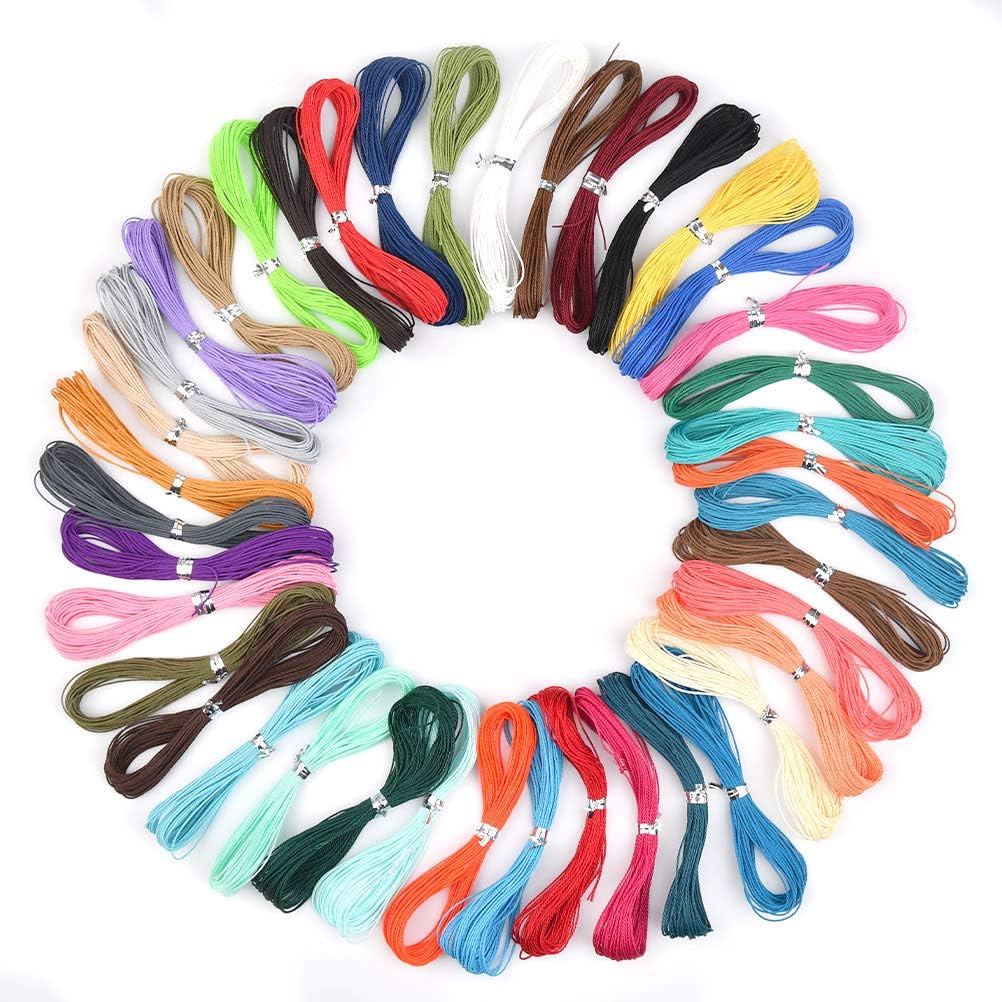 Amazon.com: Waxed String 35 Colors 1mm 382 Yard | Waxed Polyester Cord ...