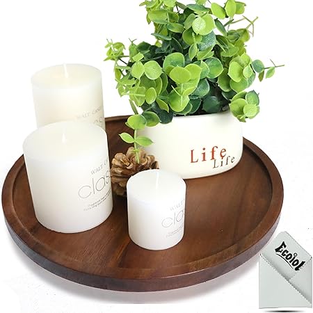 Amazon.com: LINKOVE 12" Decorative Tray, Round Wood Tray for Home Decor ...