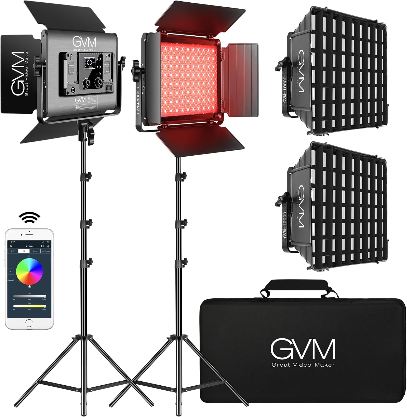 Amazon.com : GVM RGB LED Video Lighting Kit, 800D Studio Video Lights ...