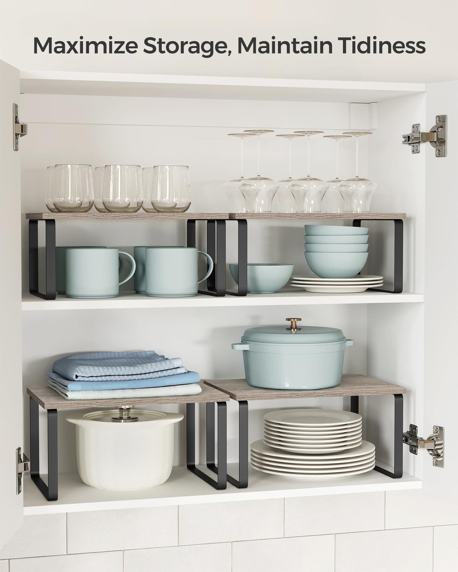 Snapklik.com : Cabinet Organizer Shelf, Set Of 2 Kitchen Counter ...