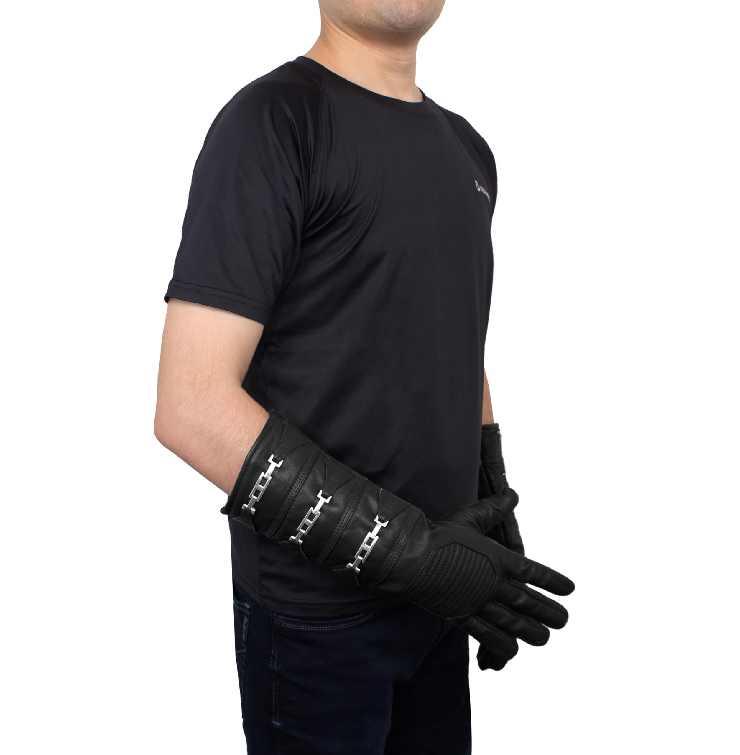 Real Sheepskin Leather Sky Gauntlet Long Arm Cuff Unlined Men Costume ...