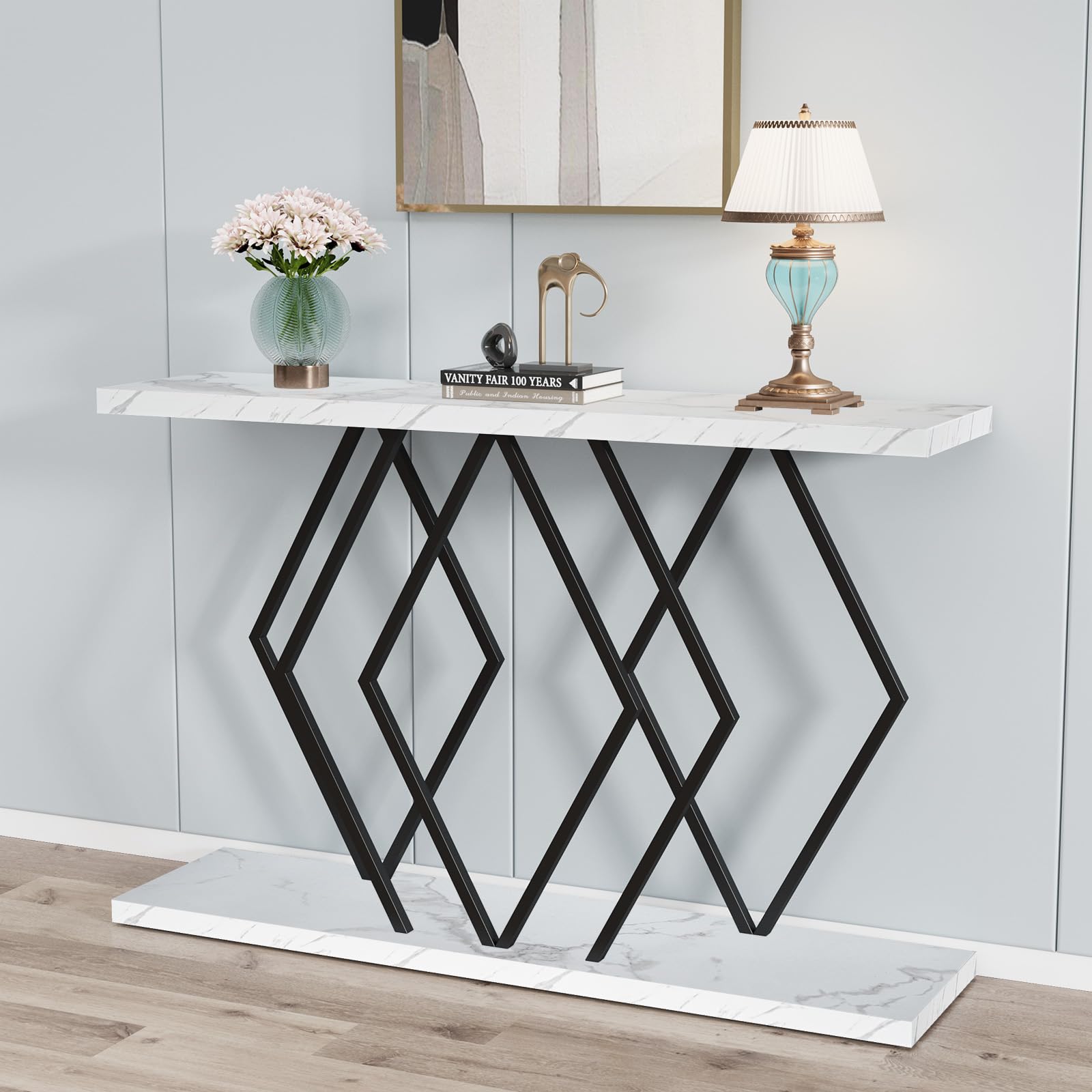 Amazon.com: 47.24" Entryway Table. Console Table with Geometric Metal ...