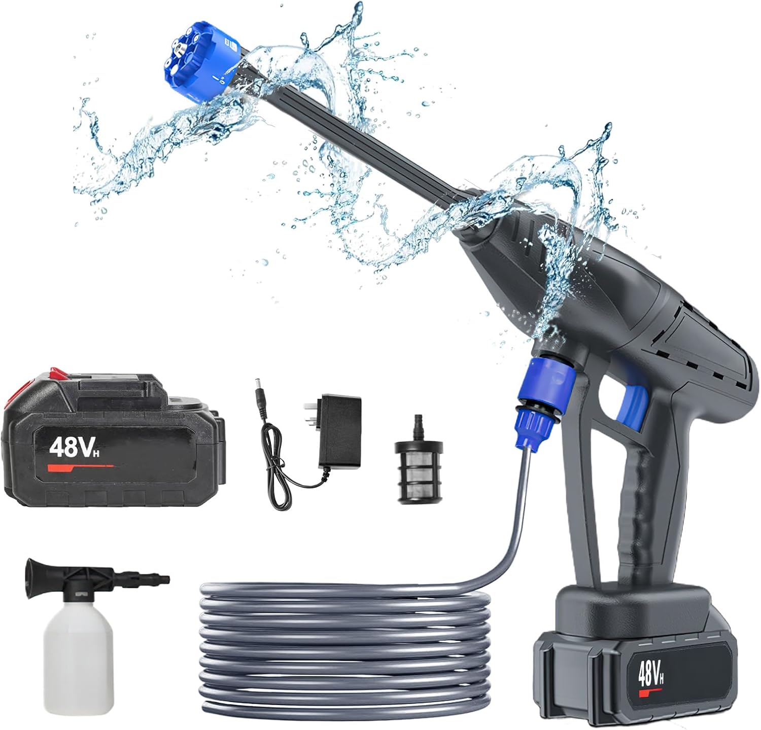 Cordless Pressure Washer, Portable Power Washer with 1 x 12000mAh ...