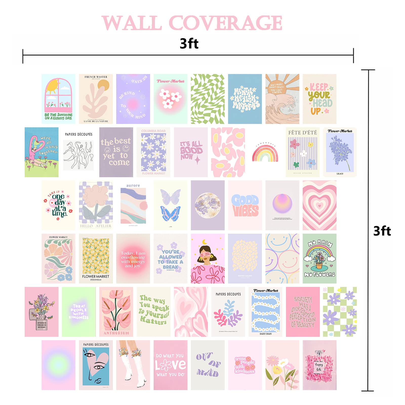 GENSTEUO Pastel Pink Wall Collage Kit Aesthetic Pictures, 50 Set 4x6 ...