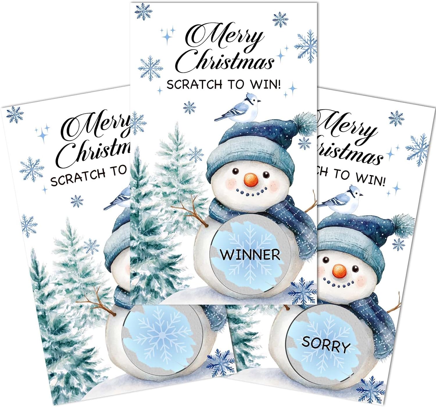 Amazon.com: Fbitey Merry Christmas Scratch off Cards, 40 Pcs Blue Plaid ...