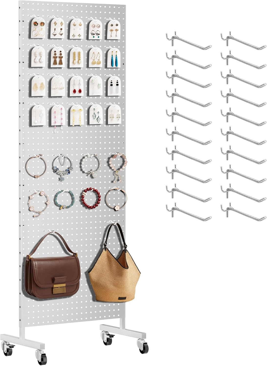 Amazon.com: Kopuncare Pegboard Display Stand with Wheels, Metal Jewelry ...