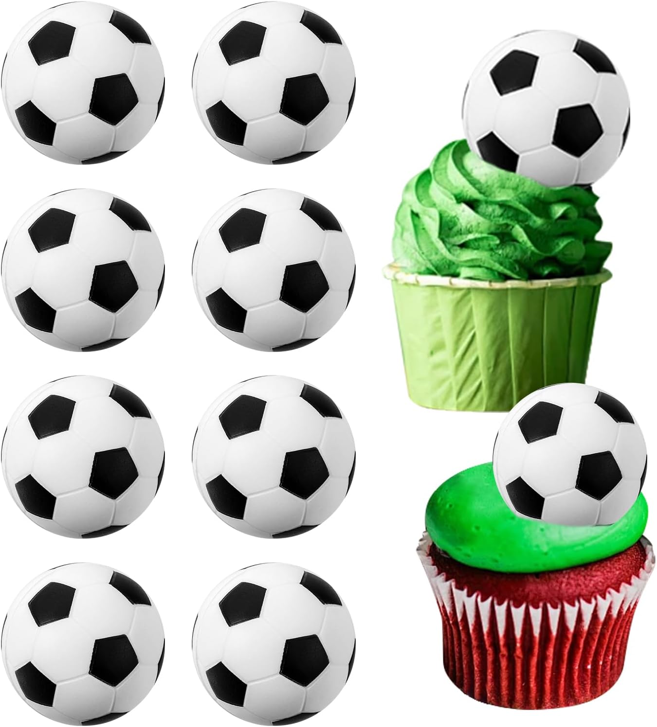 Amazon.com: Giantree 10 Pcs Soccer Ball Cupcake Toppers, 3D Foam Soccer ...